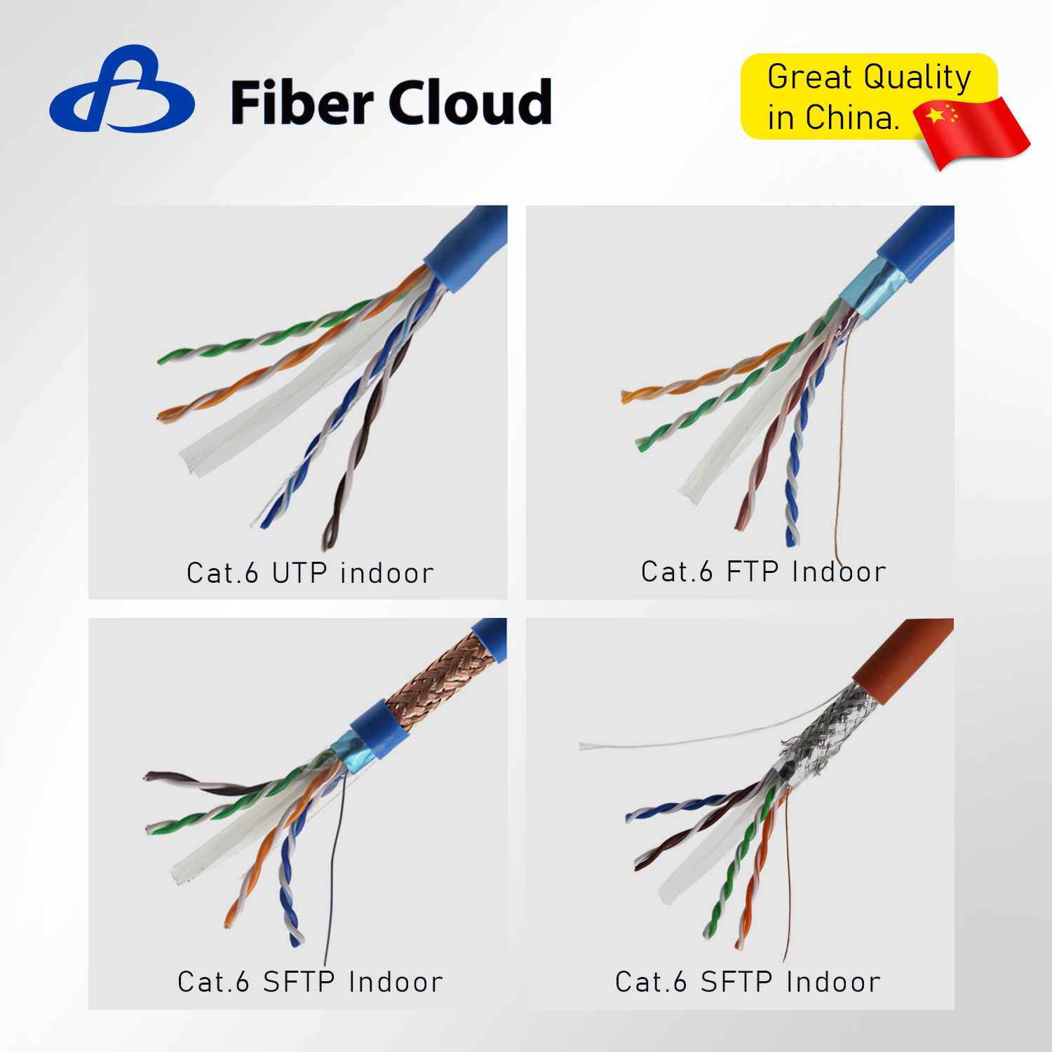 24AWG 4 Twisted Pairs CM U/UTP 550MHz Stranded Copper Cat6 indoor ...